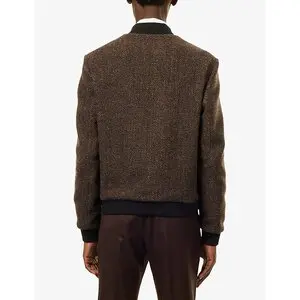 Corneliani Herringbone Wool-blend Bomber Jacket