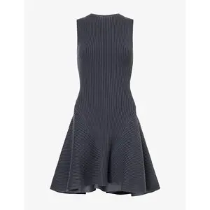 Alaïa Ribbed Flared-hem Wool-blend Midi Dress