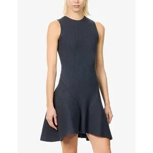 Alaïa Ribbed Flared-hem Wool-blend Midi Dress