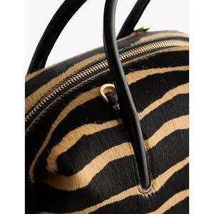 DEMELLIER The Small Stockholm Zebra-effect Pony-hair Top-handle Bag - Zebra Effect/black