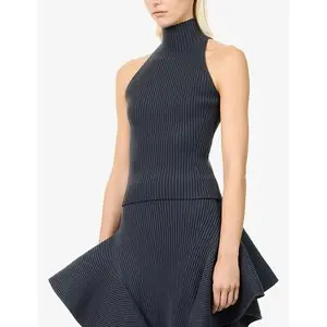 Alaïa Ribbed Halterneck Wool-blend Top