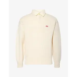 Loewe Logo-embroidered Wool Polo Jumper - Ecru