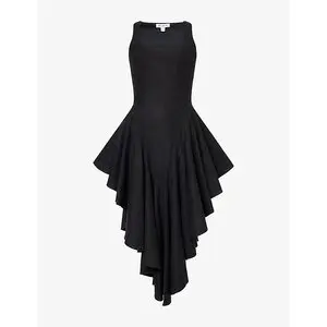 Alaïa Bustier Pleated-hem Wool Midi Dress - Anthracite