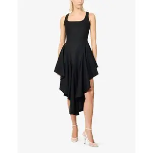 Alaïa Bustier Pleated-hem Wool Midi Dress