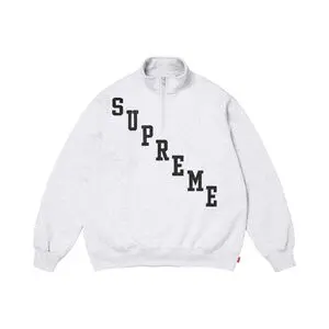 Supreme Slant Appliqué Half Zip Pullover 'ash - Grey