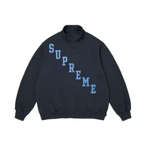 Supreme Slant Appliqué Half Zip Pullover 'navy - Blue