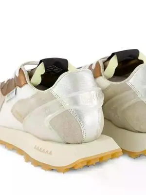 RUN OF Alloy W Metallic-effect Panelled Sneakers - White