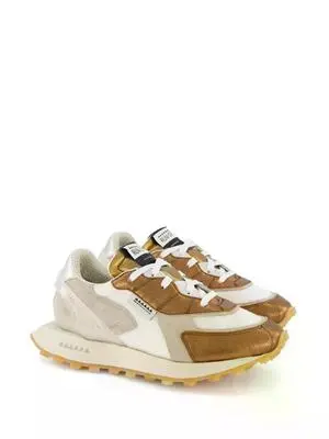 RUN OF Alloy W Metallic-effect Panelled Sneakers - White