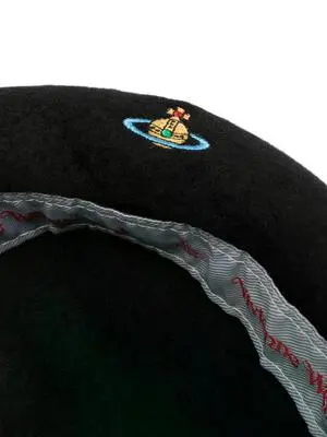 VIVIENNE WESTWOOD Orb-embroidered Beret - Black