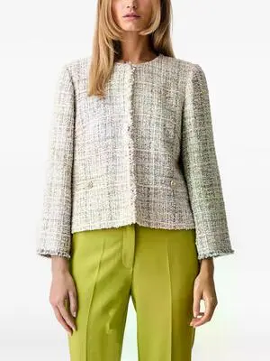 JOOP! Bouclé-knit Frayed-edge Jacket - Pink