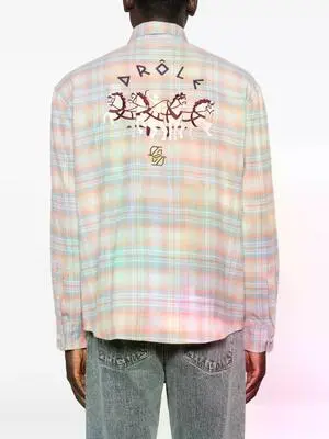 Drole De Monsieur Check-pattern Embroidered-logo Shirt