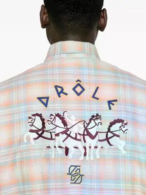 Drole De Monsieur Check-pattern Embroidered-logo Shirt