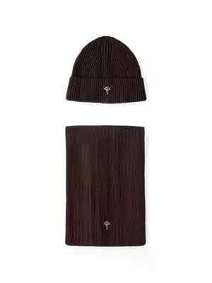 JOOP! Ribbed-knit Beanie Hat And Scarf - Brown
