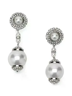 Alessandra Rich Crystal-embellished Faux-pearl Drop Earrings - Silver
