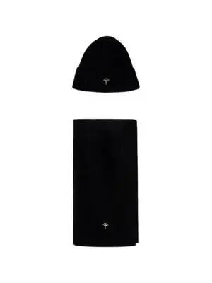 JOOP! Logo-plaque Ribbed-knit Beanie Hat And Scarf - Black