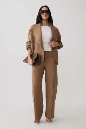 Meshki Brittany Pleat Front Knit Pants - Camel