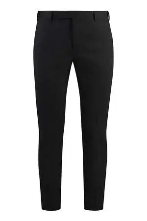 PT TORINO Dieci Wool-blend Trousers With Side And Welt Pockets - Black