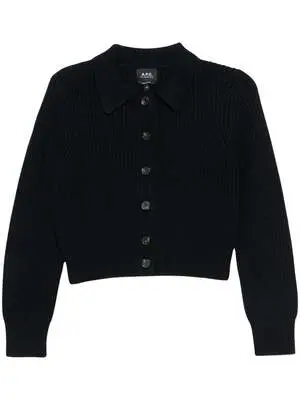 A.p.c. A-line Virgin Wool Sweater Mini Dress - Navy