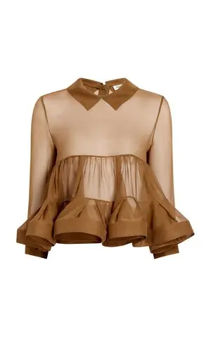 Khaite Rosamund Gathered Silk Top - Bronze