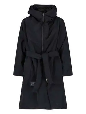 KIMONO RAIN Hooded Belted Rain Jacket - Black