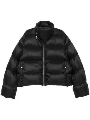 Rick Owens Quilted Down-fill Puffer Coat With Wool Trim - Black