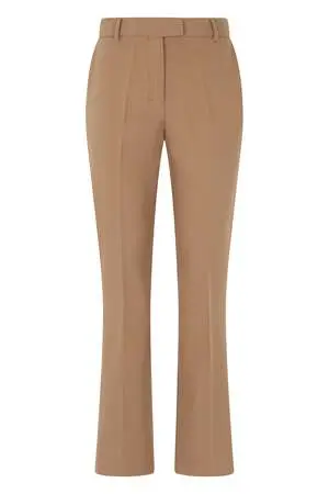 Max Mara Flared High-waist Trousers In Cotton-viscose Blend - Camel