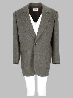 Saint Laurent Monopetto Wool Jacket - Grey