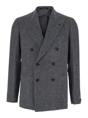 Tagliatore Style Montecarlo Double-breasted Wool Blazer With Raw-edge Hem