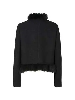 Fendi Shearling Trim Wool Jacket - Multicolor