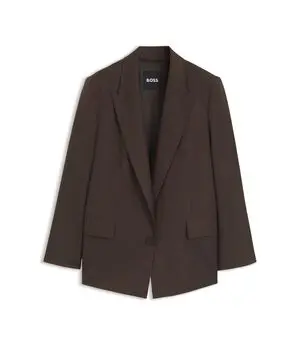 BOSS Regular-fit Jacket In Two-tone Virgin Wool - Dark Brown