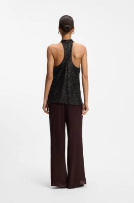 BOSS Halter-neck Sequined Top - Black