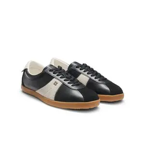 Hugo Leather Sneakers With Suede And Zigzag Details - Black