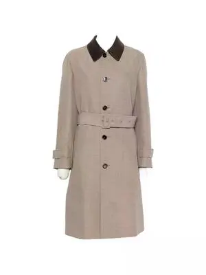 LARDINI Belted Contrast-collar Coat - Neutrals