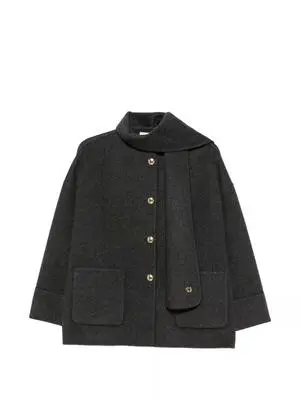 Maje Coat With Removable Scarf - Grey