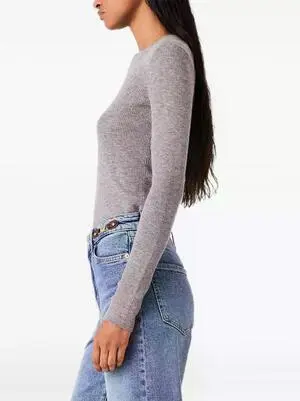 Maje Ribbed-knit T-shirt - Grey