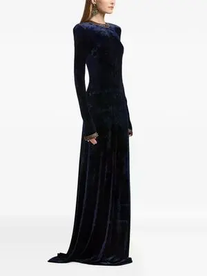 Ralph Lauren Nancie Stud-embellished Velour Gown