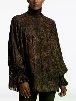 Ralph Lauren Maddison Paisley-print Smocked Blouse