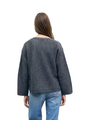 Gerard Darel Ribbed Merino Alpaca Sculpted Pullover