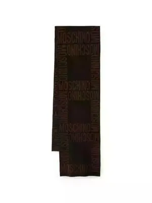 Moschino Logo-intarsia Wool Scarf - Brown