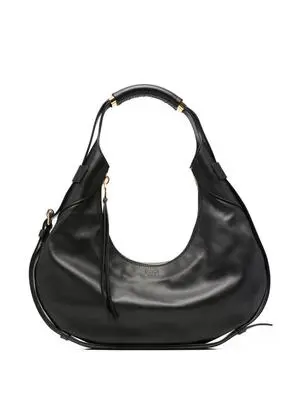 Moschino Curved Leather Shoulder Bag - Black