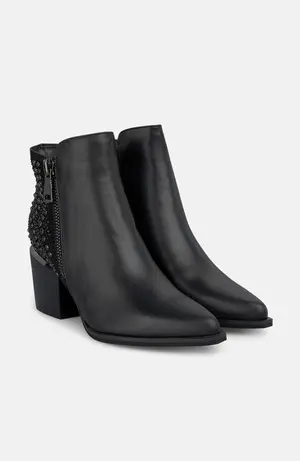 ALMA EN PENA Heeled Bootie Rhinestone Studs - Black