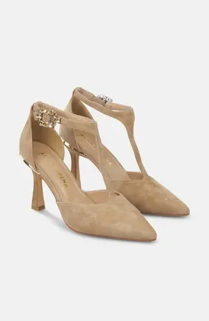ALMA EN PENA Sharp Jewel Buckle Shoe - Camel