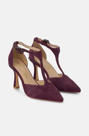 ALMA EN PENA Sharp Jewel Buckle Shoe - Wine