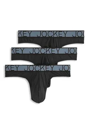 JOCKEY Microfiber Stretch Thong3 Pack - Black