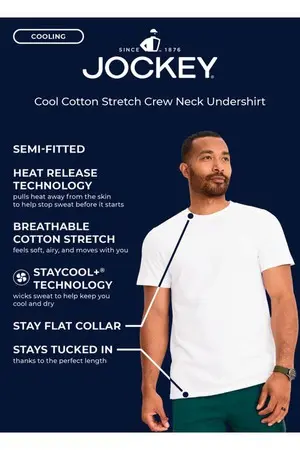 JOCKEY Cool Cotton Stretch Crew Neck Undershirt - Black