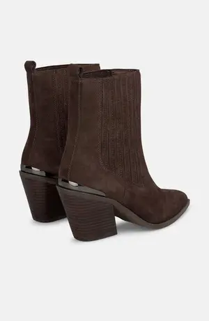 ALMA EN PENA Metallic Heel Bootie - Coffee