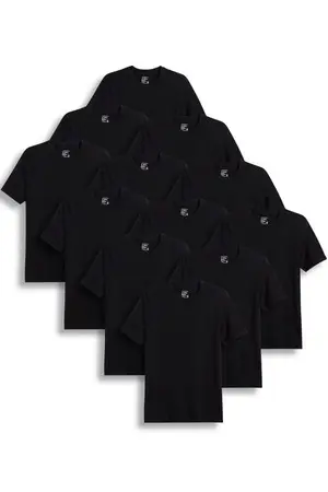 JOCKEY 100% Cotton Classic Crew Neck Undershirt12 Pack - Black