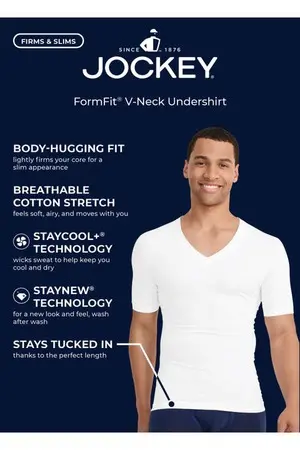 JOCKEY Formfit Cotton Stretch V-neck Undershirt - Black