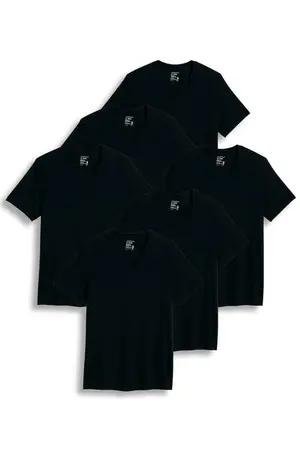 JOCKEY Big & Tall 100% Cotton Classic V-neck Undershirt6 Pack - Black