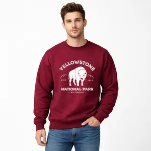 SIMPLY SAGE MARKET Vintage Yellowstone National Park Sweatshirt - Maroon